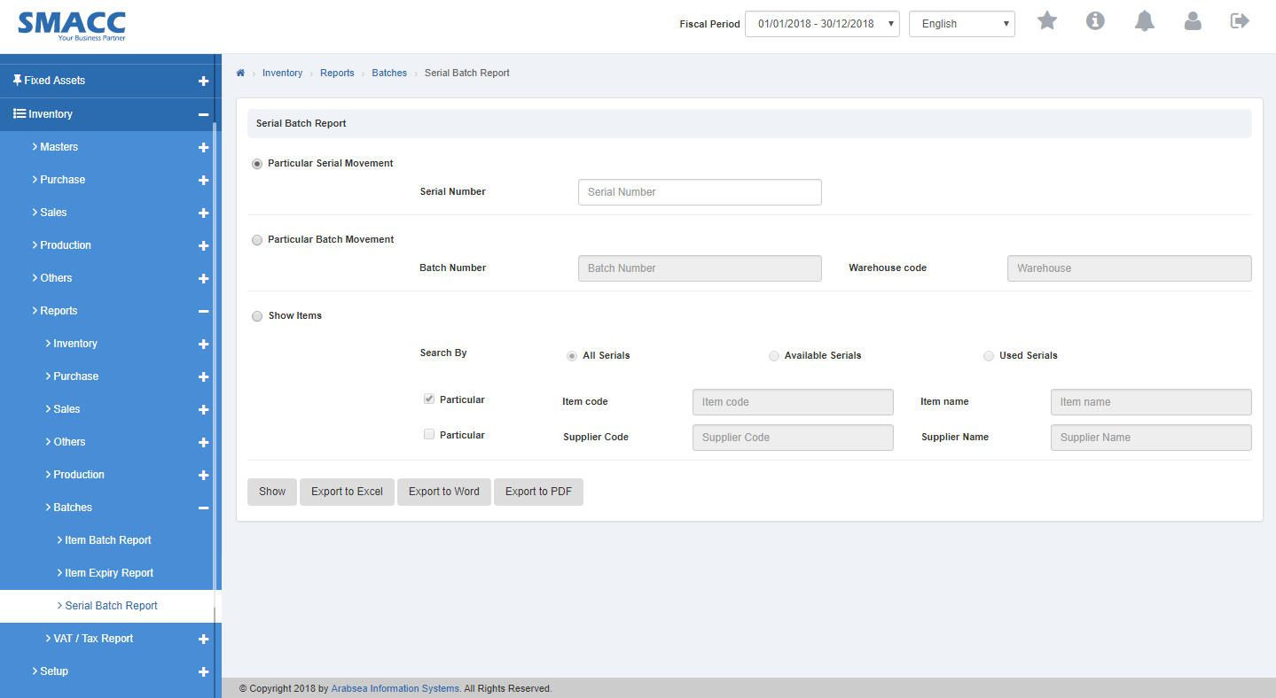 Serial Batch Report Smacc Accounting Software Documentation
