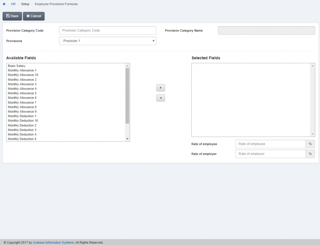 Employee Provision Formulas - SMACC Accounting Software Documentation