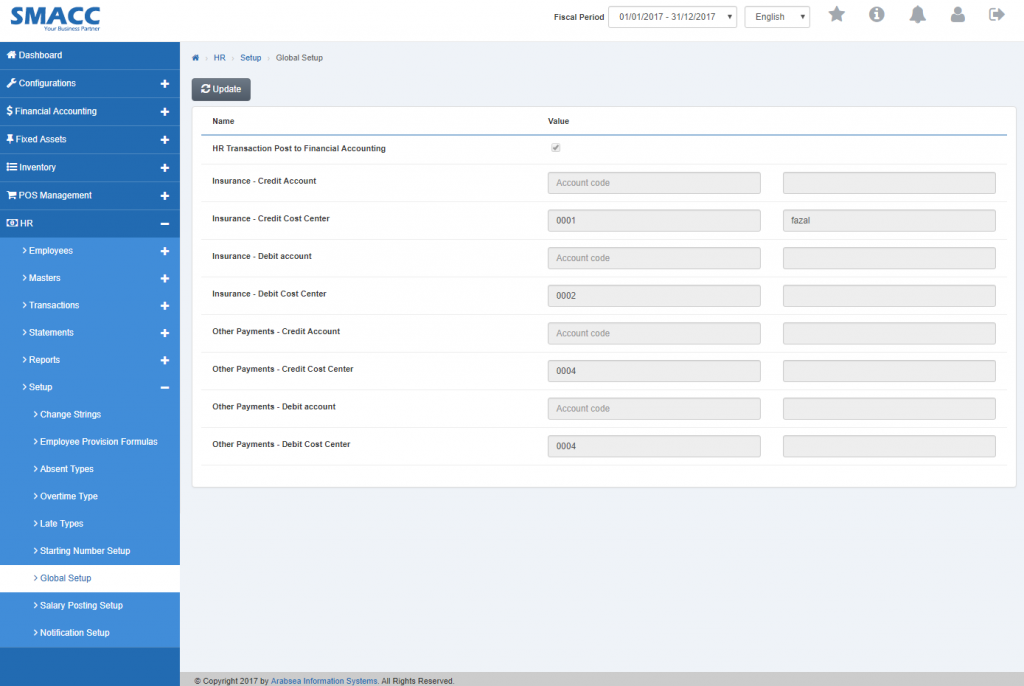 Global Setup - SMACC Accounting Software Documentation