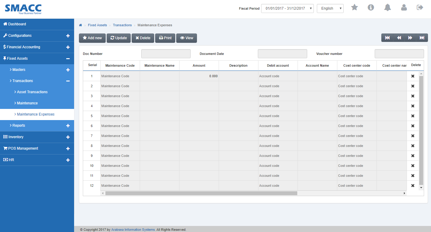 Maintenance Expenses - SMACC Accounting Software Documentation