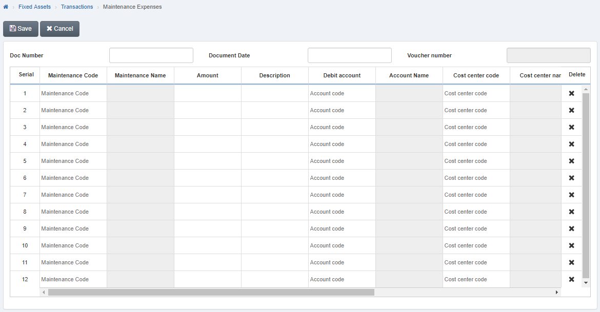 Maintenance Expenses - SMACC Accounting Software Documentation