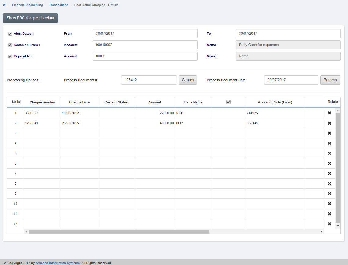 Return -SMACC Accounting Software Documentation