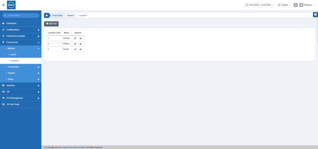 Locations - SMACC Accounting Software Documentation