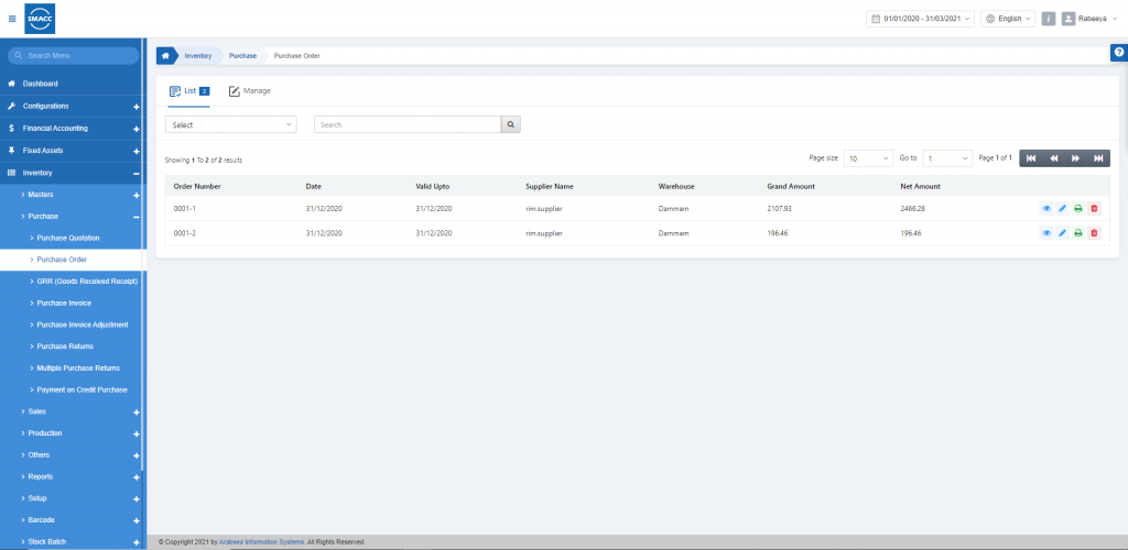 Purchase Order - SMACC Accounting Software Documentation