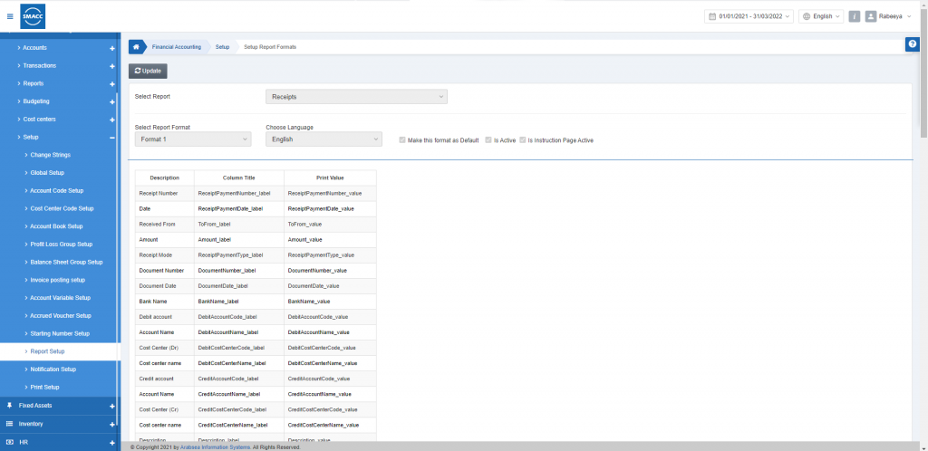 Report Setup - SMACC Accounting Software Documentation