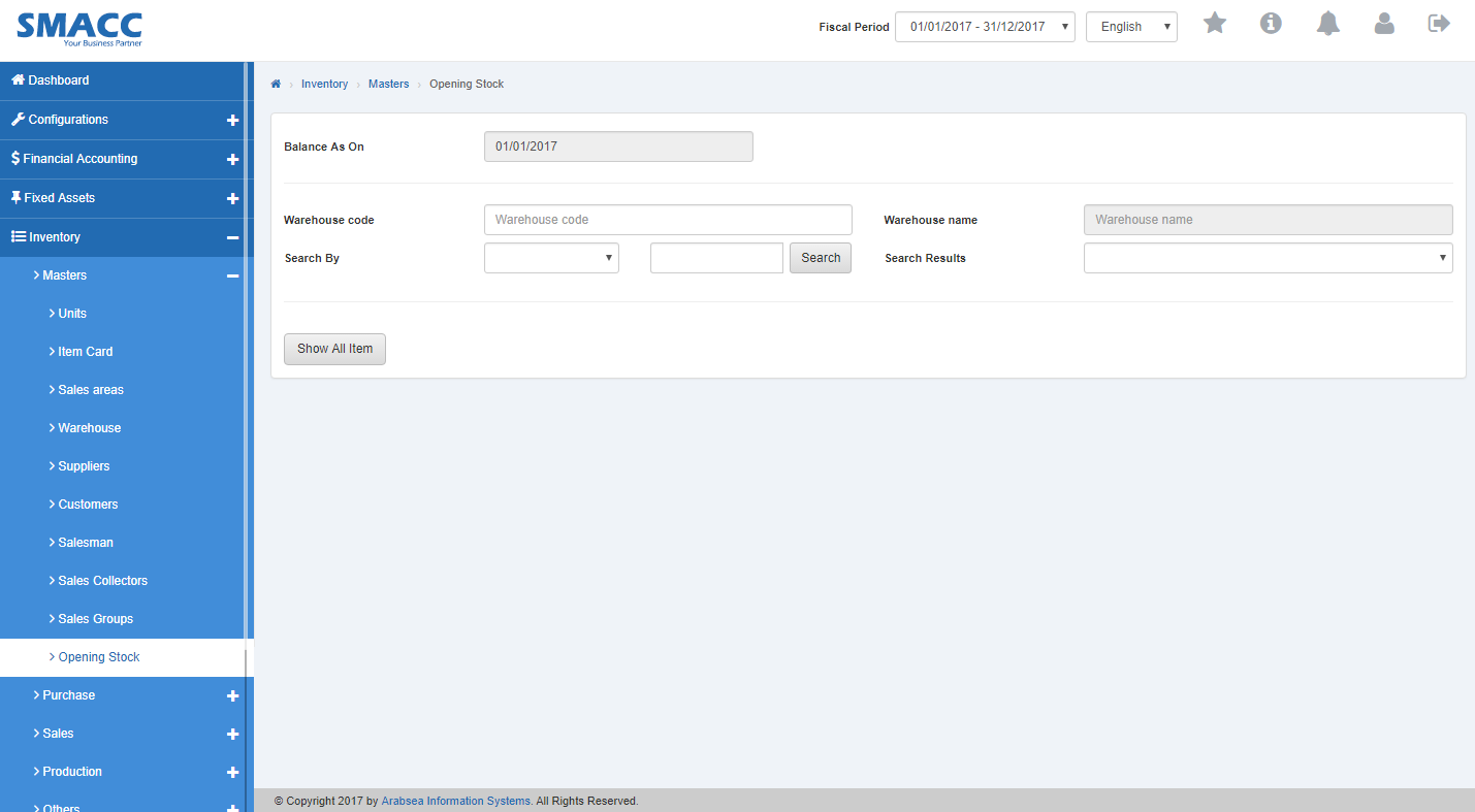 Opening Stock - SMACC Accounting Software Documentation