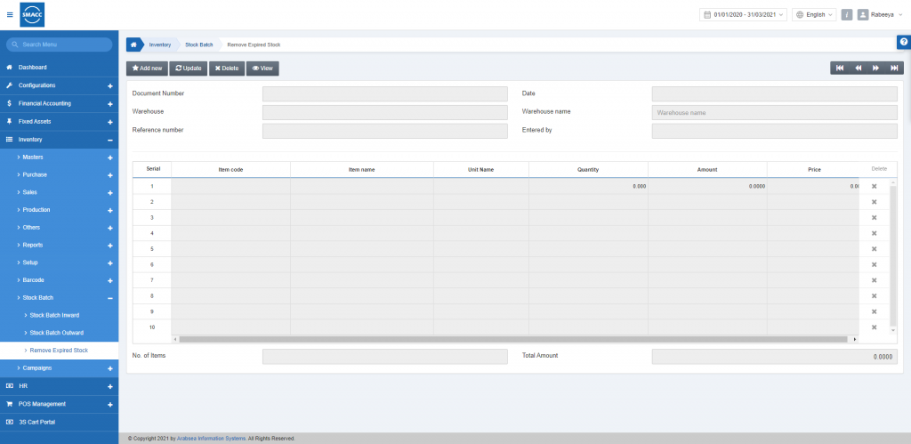 Remove Expired Stock - SMACC Accounting Software Documentation