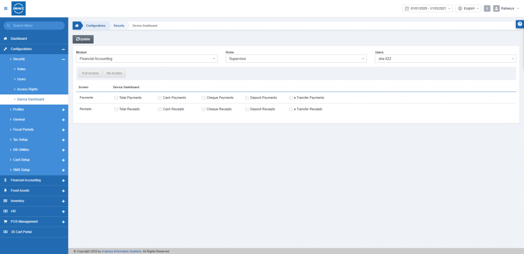 Device Dashboard - SMACC Accounting Software Documentation