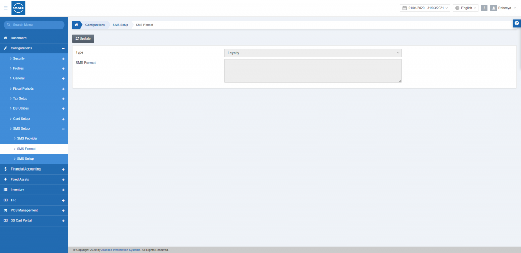 SMS Format - SMACC Accounting Software Documentation
